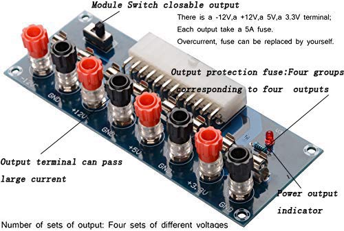 CHENBO 2pcs 24 Pins ATX Power Board Computer PC Power Supply Breakout Module Adapter 12V 5V 3.3V