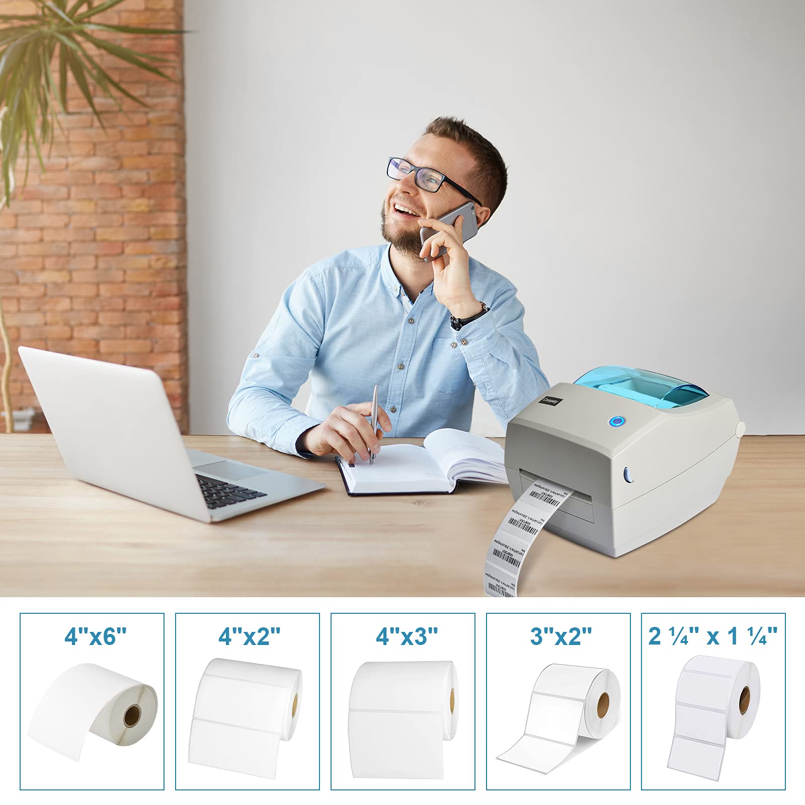 Coopaty Label Printer for Amazon, Ebay, USPS, FedEx, High-Speed 4x6 Direct Thermal Label Printer, Easy Setup on Windows/Mac with USB, Barcode Printing Maker