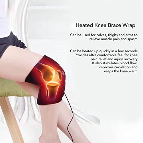 Demeras Heated Knee Brace Wrap, USB Power Supply 3 Gears Electric Heat Knee Support Cotton Portable with Hook and Loop for Keep Warm for Adults