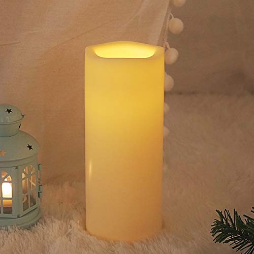 YINCHI Outdoor Waterproof Flameless Candle with Timer Flickering Large Plastic Battery Operated LED Lantern Light Bright Electric Pillar for Outside Patio Garden Party Wedding Decorations 4β(D)x6β(H)