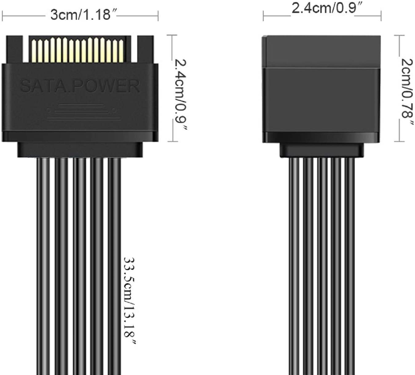 Dayree 3Pcs Sata Cable 15 Pin Sata Power Cable Sata Power Splitter for HDD, SSD, Optical Drives, DVD Burners, PCI Cards, Hard Drive Disk 13"