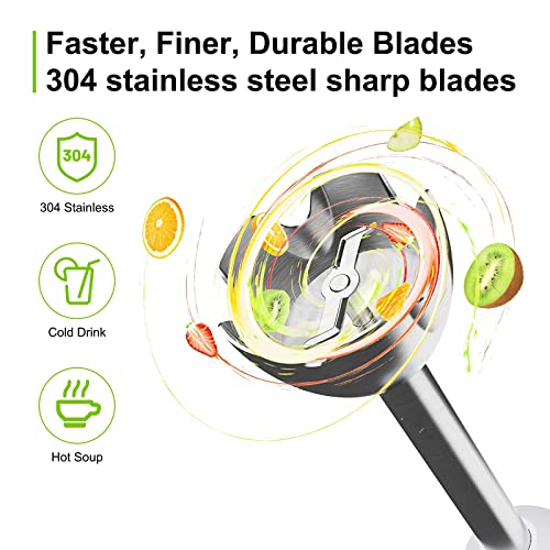 Immersion Blender Handheld, 5 in 1 Multi-purpose Hand Blender Electric 500W 6-Speed with Turbo Mode, Stick Blender with 500ml Food Chopper, 600ml Beaker, Stainless Steel Egg Whisk, Milk Frother (5 in 1)