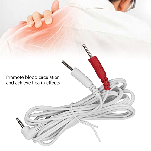 Demeras TENS Electrode Wire, Premium Metal Wire Electrode Wire 1.5m Long Promote White 2.5mm Elbow for Slimming Massager