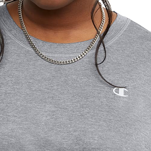 Champion, Classic Sport, Moisture-Wicking T-Shirt, Athletic Top for Women (Plus, Tinted Carbon Grey Heather C Logo, Medium