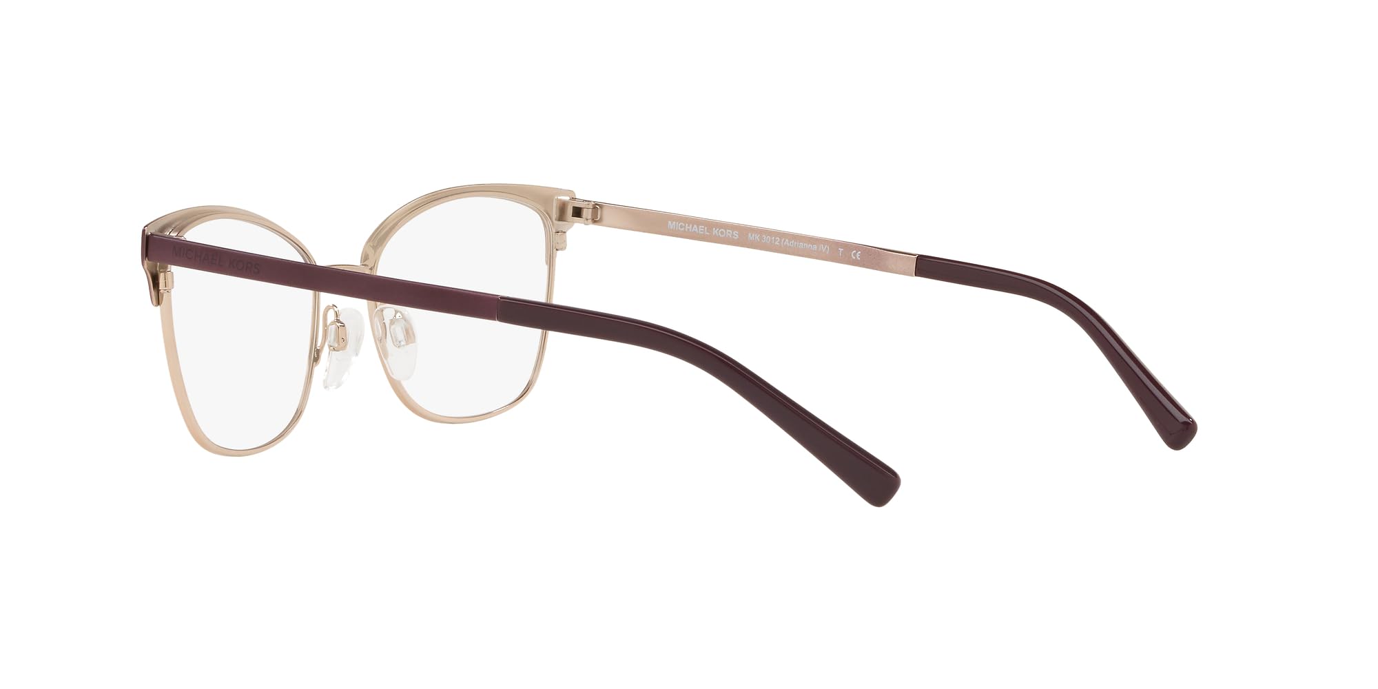 Michael Kors Adrianna IV MK 3012 1108 Matte Cordovan Rose Gold Metal Cat-Eye Eyeglasses 51mm