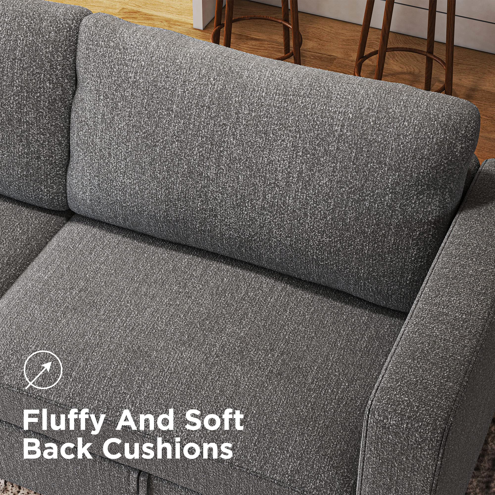 HONBAY Modular Sectional Sofa with Storage, U Shaped Convertable Sectional Couch with Wide Chaise, Deep Seat Modular Sectional Sofa with Ottoman, Dark Grey