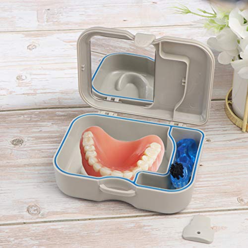ENDYAK 1pc Denture Case Denture Storage Container Denture Box Denture Cleaning Case False Teeth Container with Inner Mirror