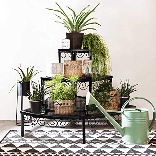 FOYUEE Corner Plant Stand Outdoor Metal 3 Tier Stands For Multiple Plants Ladder Potted Indoor Shelf Holder Rack