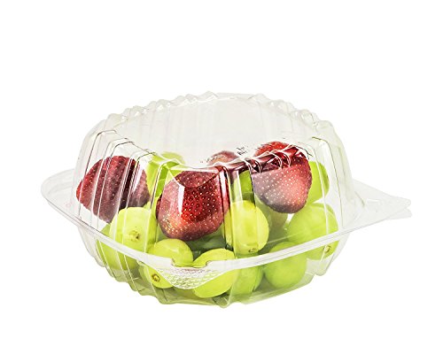 Pack of 100 Small Clear Plastic Hinged Food Container 6x6 for Sandwich Salad Party Favor Cake Piece