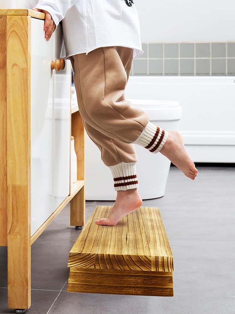 JOROBURO Wooden Step Stool, Foot Step Stool Bedside Foot Stool for High Beds, Large Surface Wooden Stool for Kitchen Bedroom Livingroom Bathroom(#1)