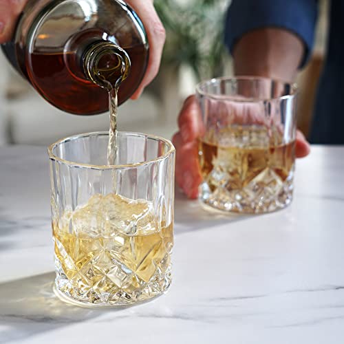 Viski Admiral Crystal Whiskey Tumbler Set of 2 - Premium Crystal Clear Liquor Drinking Glass, Classic Lowball Cocktail Glasses Gift Set, 9 Oz