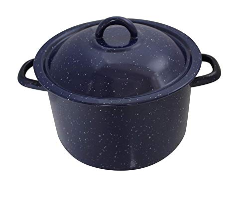 IMUSA USA 4-Quart Blue Speckled Enamel Stock Pot with Lid