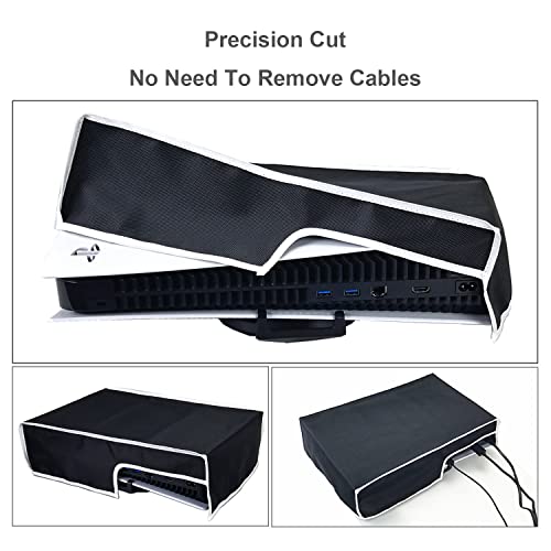 Horizontal Dust Cover for PS5 Console. EMiEN Oxford Fabric Anti-Scratch Waterproof Dust Guard with Back Cable Port for Sony Playstation 5 Console Digital & Disk Version