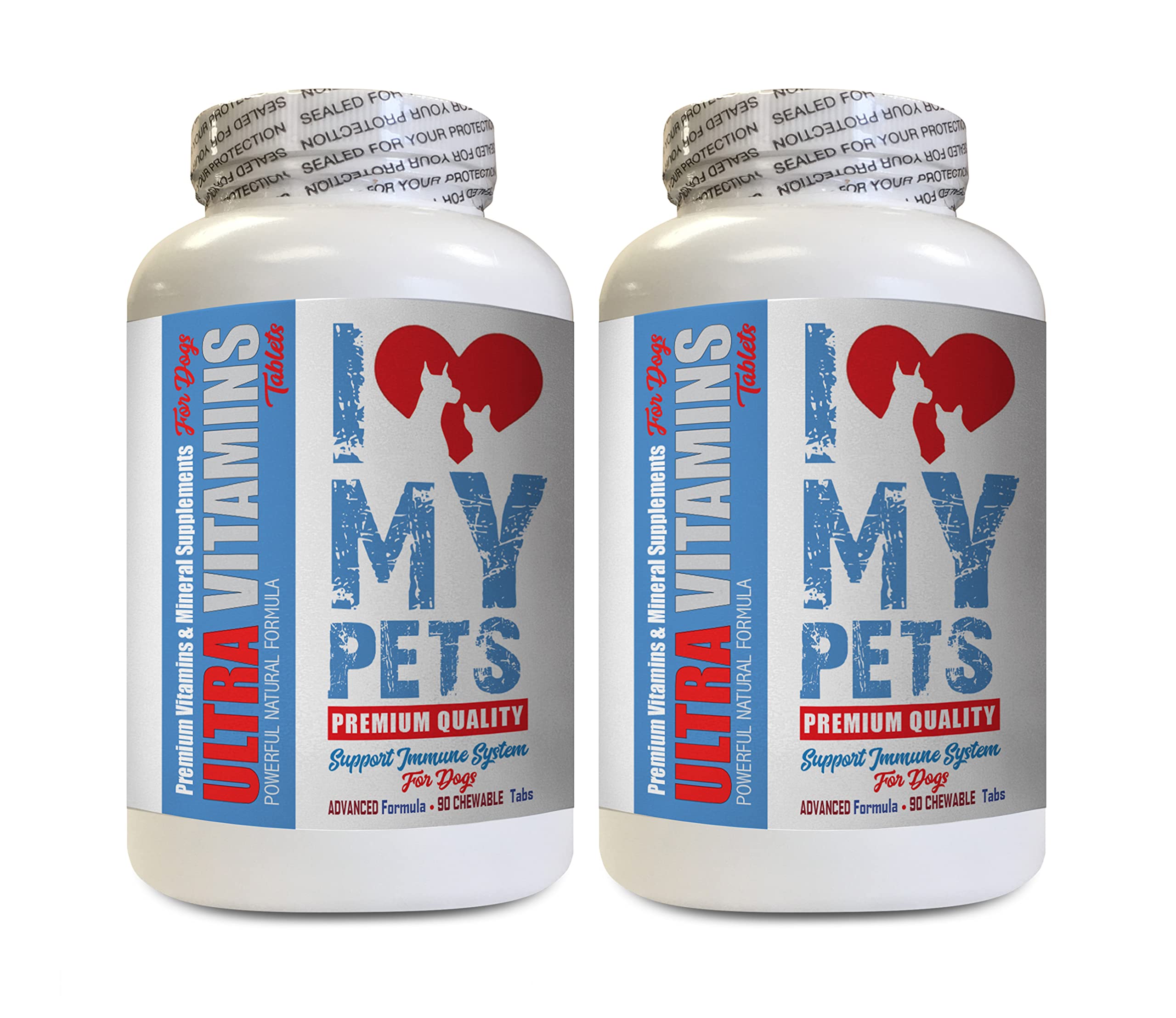I LOVE MY PETS LLC Healthy Dog Treats Made in USA only - Ultra Vitamins - Dog Health - Mineral Support - Vitamin c for Dogs Pills - 180 Treats (2 Bottles)