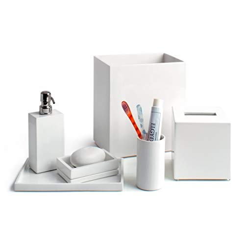 Jonathan Adler Lacquer Bath Wastebasket, One Size, White