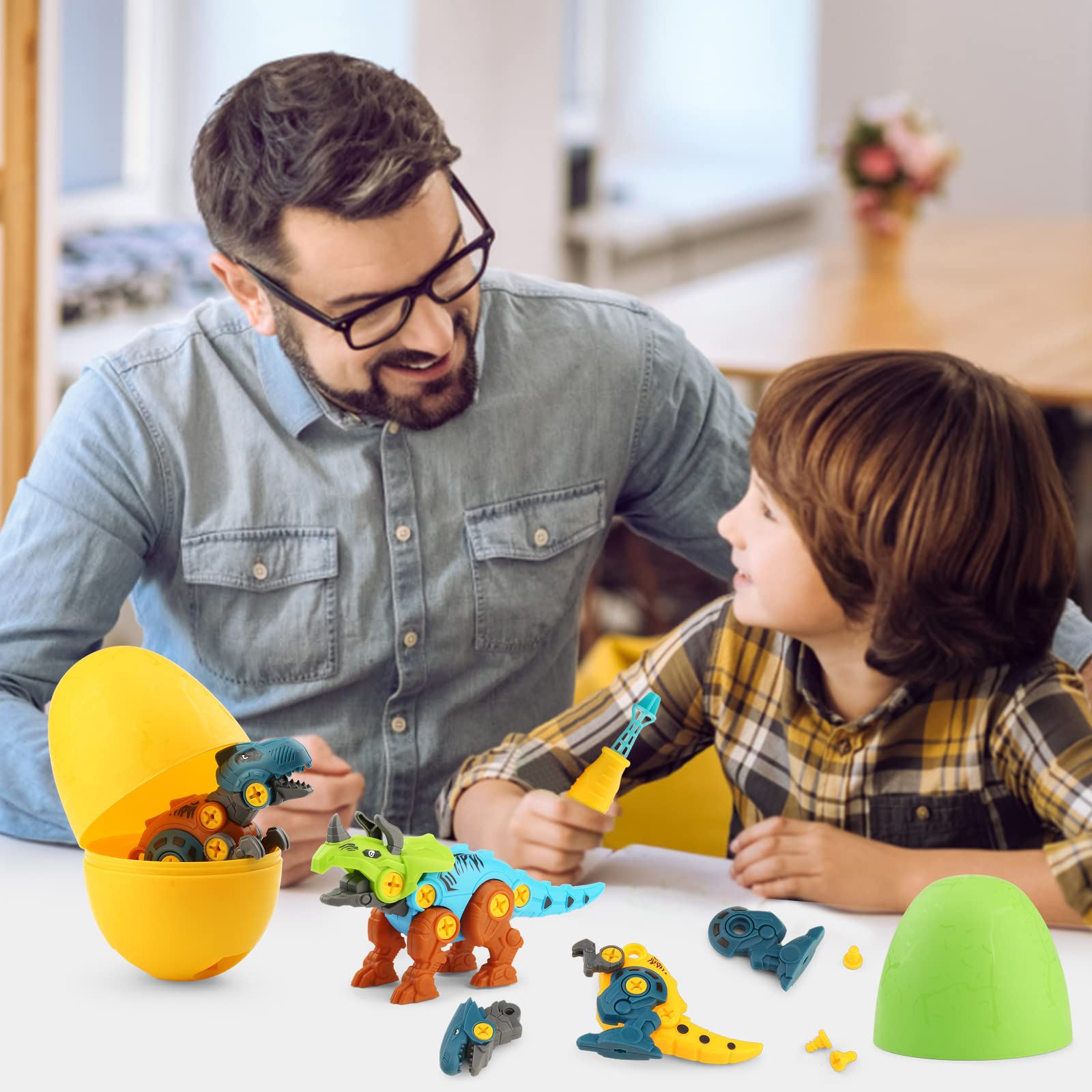 Yutin Take Apart Dinosaur Toys, Easter Egg Toy, STEM Construction Building Kits for Kids, Toddler Dino Gift for 3 4 5 6 7 Year Old Boys