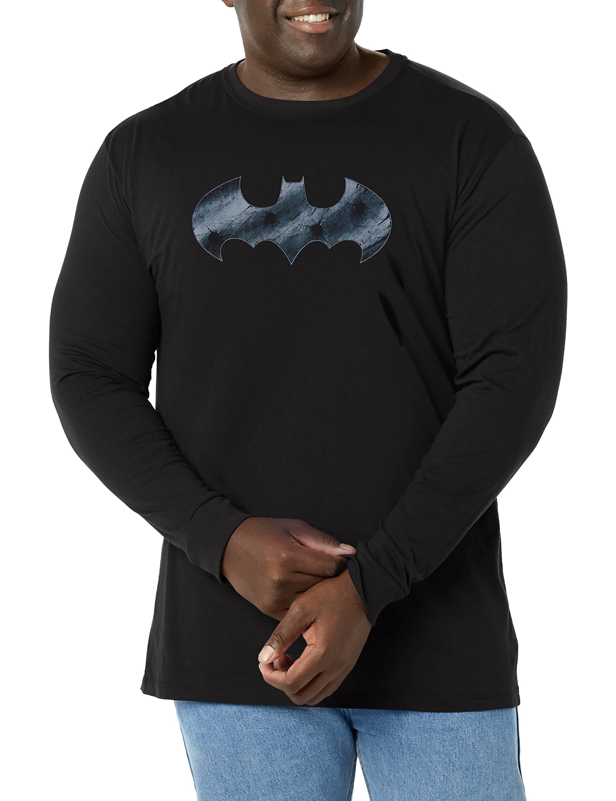 DC Comics Batman Battle Scarred Batman Young Men's Short Sleeve Tee Shirt Black