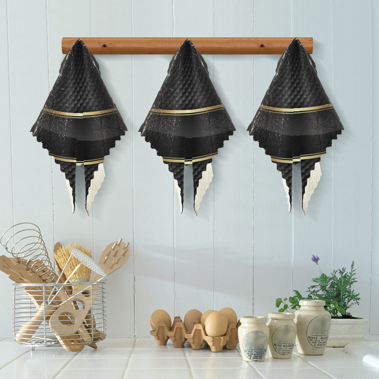 Dish Cloths Dish Towels Kitchen Towels 6 Pack Sets Absorbent Black Gold Geometric Metallic Soft Decorative Reusable Nonstick Oil Washable