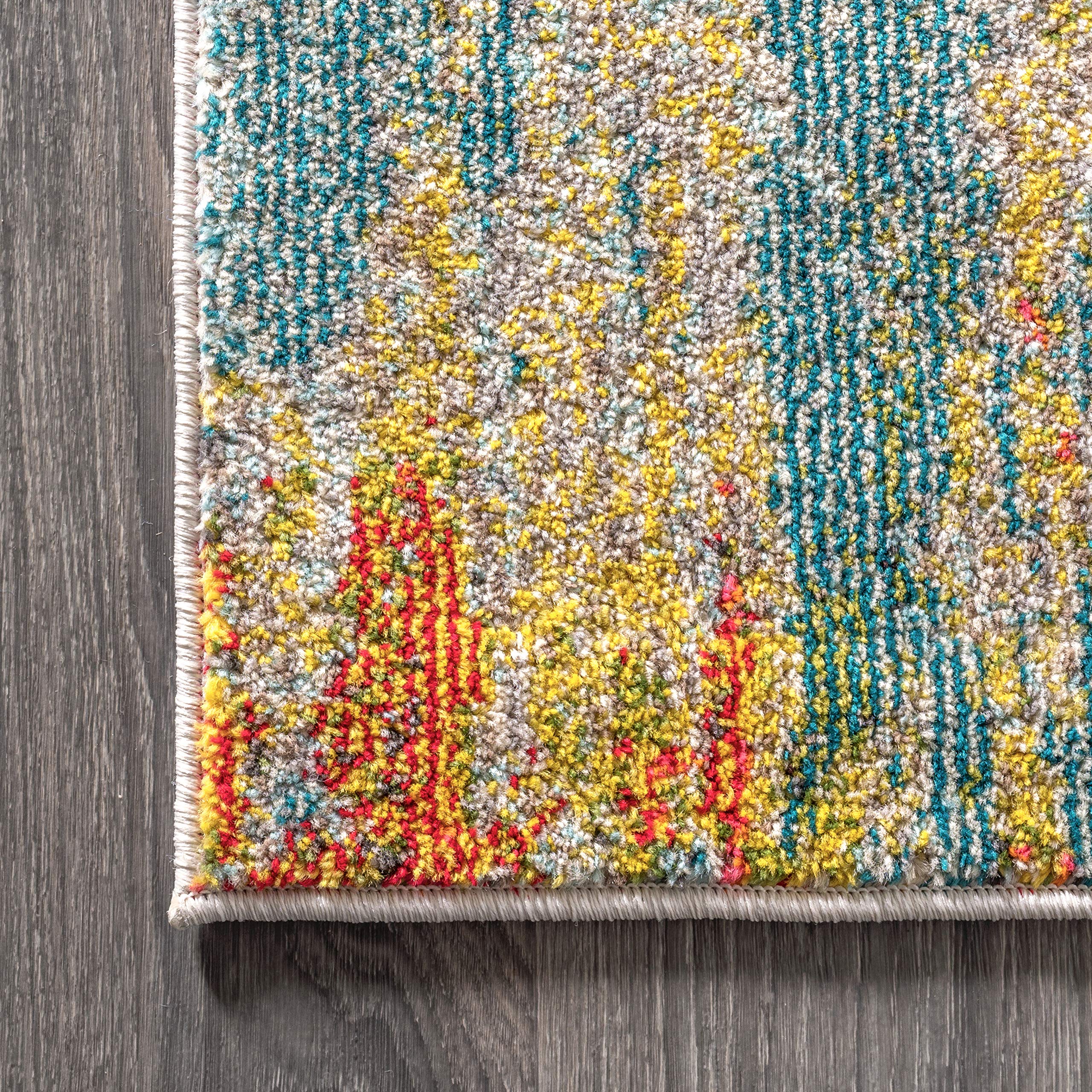 JONATHAN Y CTP106B-4 Contemporary POP Modern Abstract Vintage Waterfall Blue/Cream/Yellow 4 ft. x 6 ft. Area-Rug, Bohemian,Easy-Cleaning,ForBedroom,Kitchen,LivingRoom, Non Shedding
