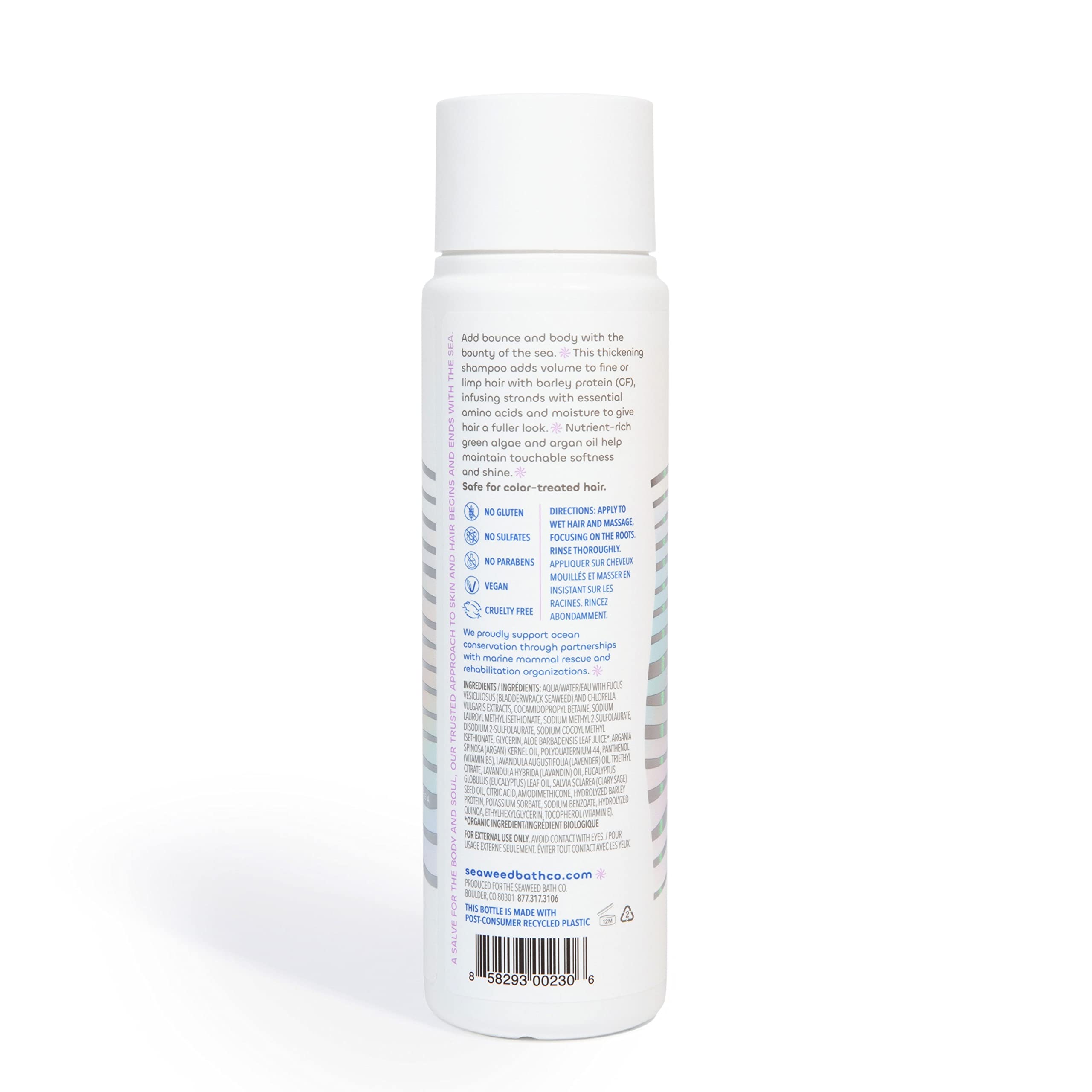 Seaweed Bath Co. Volumize Shampoo, Lavender Scent, 12 Ounce, Sustainably Harvested Seaweed, Green Algae, Barley Protein, For Normal to Fine Hair