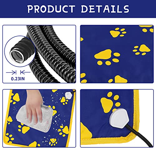 PUPPY LOVE Pet Heating Pad, Waterproof Dog Heating Pad Mat for Cat with 5 Level Timer and Temperature, Pet Heated Warming Pad with Durable Anti-Bite Tube Indoor for Dog Cat (12" Round)