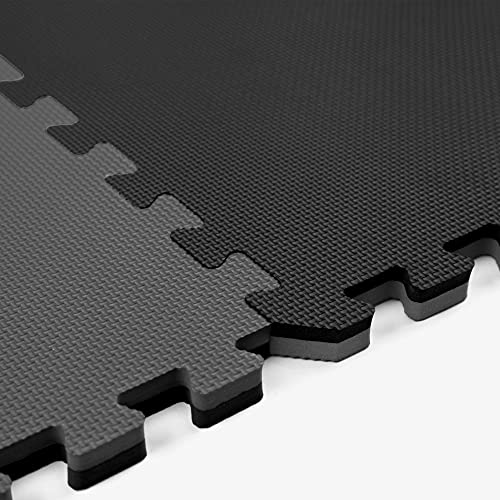 IncStores 7/8" Thick Reversible Eva Foam Exercise Mat - 3'x3' Interlocking at Home Workout Equipment Tiles for Yoga, MMA, Wrestling, BJJ & Jiu Jitsu | Black/Gray, 6 Tiles (24 Sq/Ft)