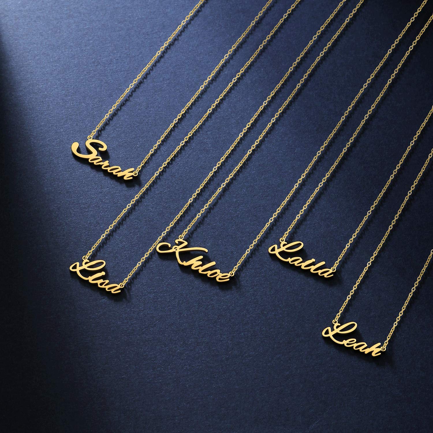 BUREI Name Necklace Personalized Gold Plated friendship Jewelry Women Gift for Her (Danielle pendant)
