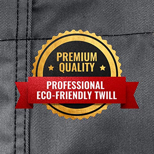 Under NY Sky No-Tie Armor Gray Apron – Durable Twill with Leather Reinforcement, Split-Leg – Adjustable for Men and Women – Pro Barber, Tattoo, Barista, Bartender, Baker, Hair Stylist, Server Apron