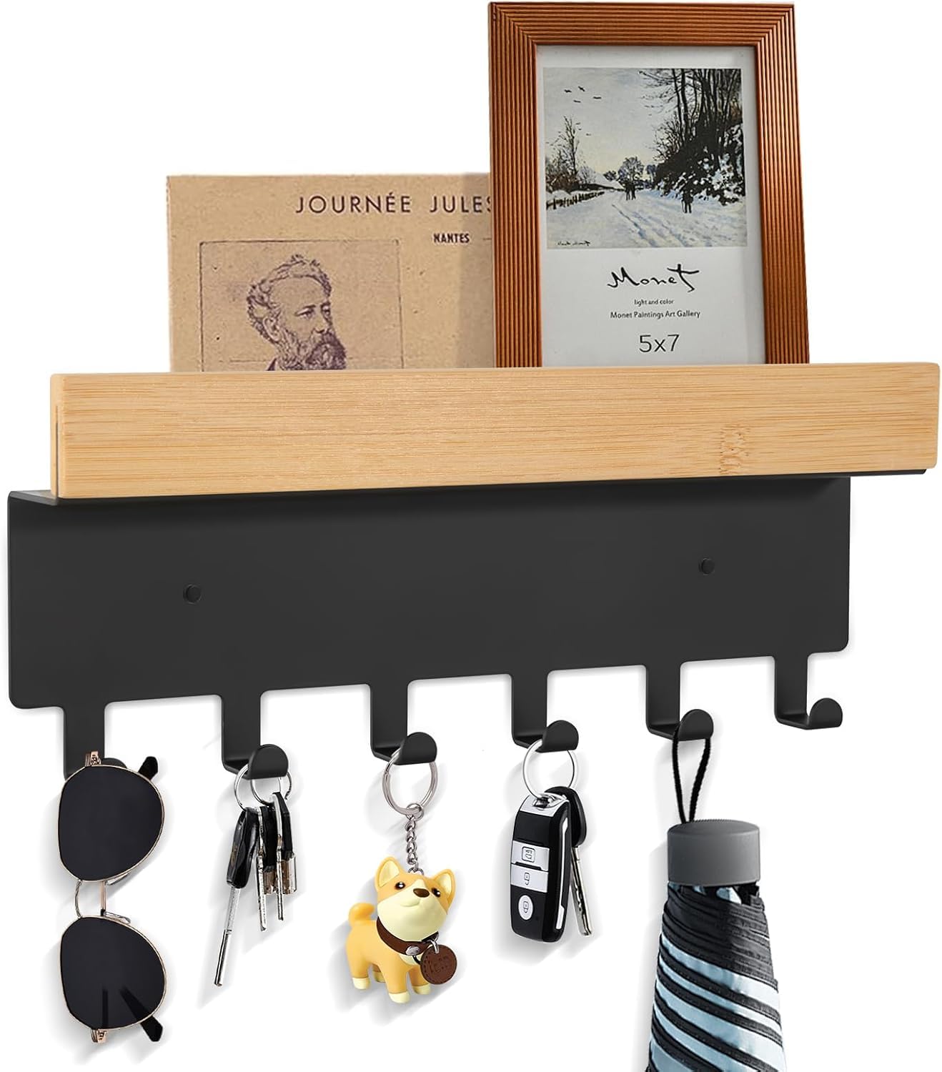 FANYITY Key Holder Wall Mount,Key Hooks for Wall with 6 Stainless Steel Key Hooks and Mail Organizer for Entryway Hallway Kitchen Farmhouse Decor (Key Hooks-6)