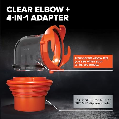 ﻿Camco RhinoEXTREME 20-Foot Camper / RV Sewer Hose Kit - Premium Sewer Kit - Pre-Assembled & Ready-to-Use - Includes 4-in 1 Dump Station Adapter & Storage Caps - Crush & Abrasion Resistant (21012)