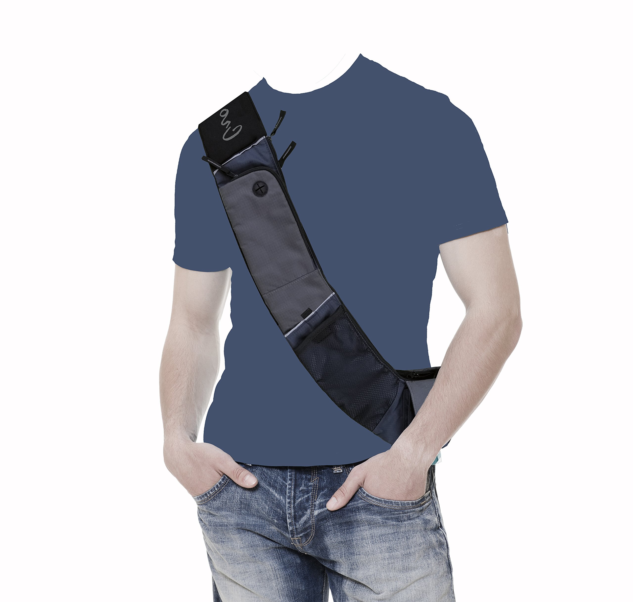 Paqlite CrossTab - TABLET Hands-Free Ultra-Light Personal Pack Carryall CrossBody Shoulder bag - Navy Blue - X-Large
