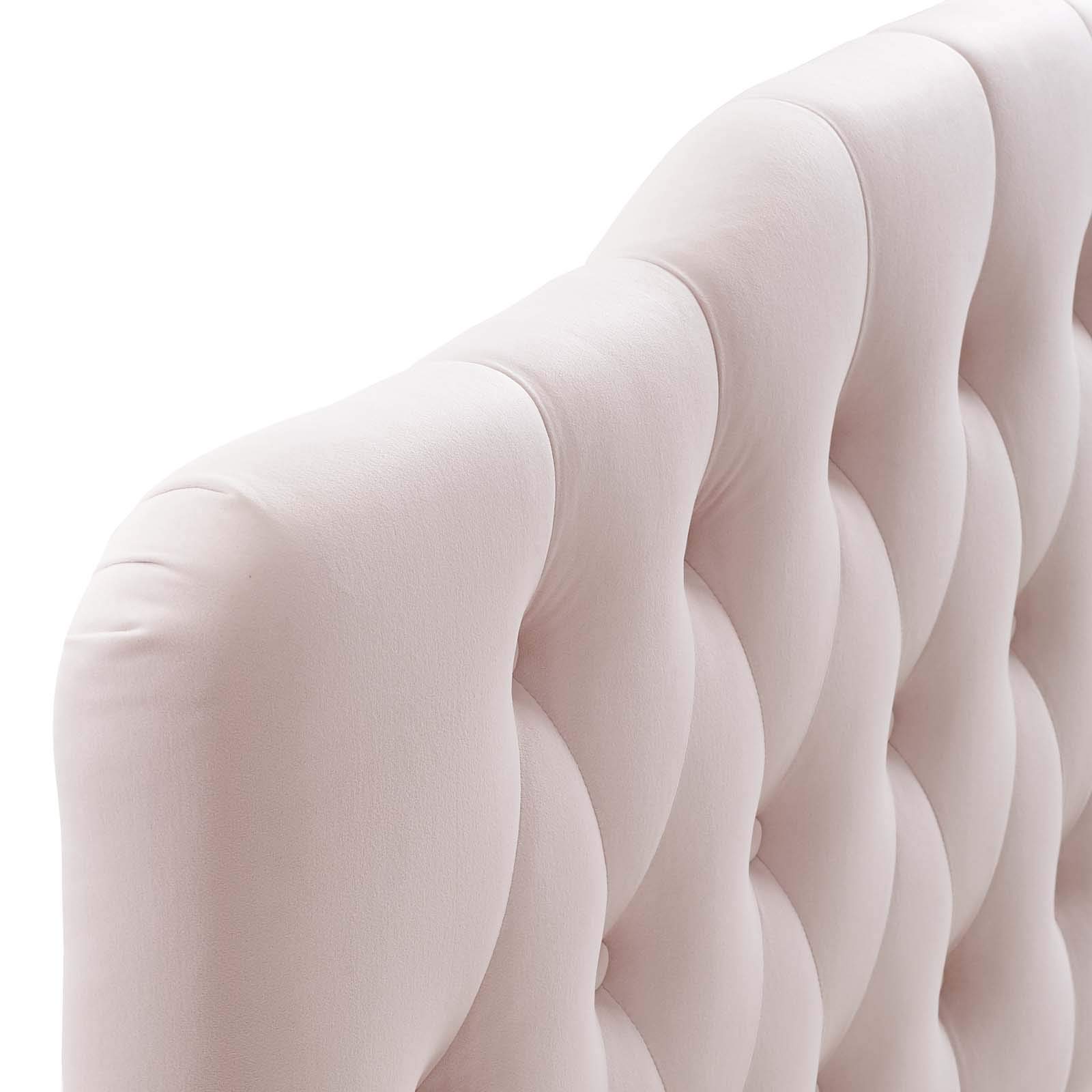 Modway Annabel Diamond Tufted Performance Velvet Queen Headboard in Pink