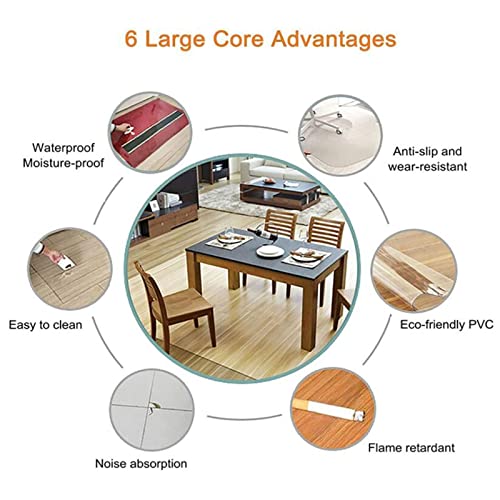 Clear PVC Desk Chair Mat 2mm PVC Clear PVC Floor Protector Mat, Chair Mats with Non-Slip for Hard Floors Transparent PVC Mats Rectangle Floor Protector Mat Waterproof,60/70/80/90/100/110/120/130/140/