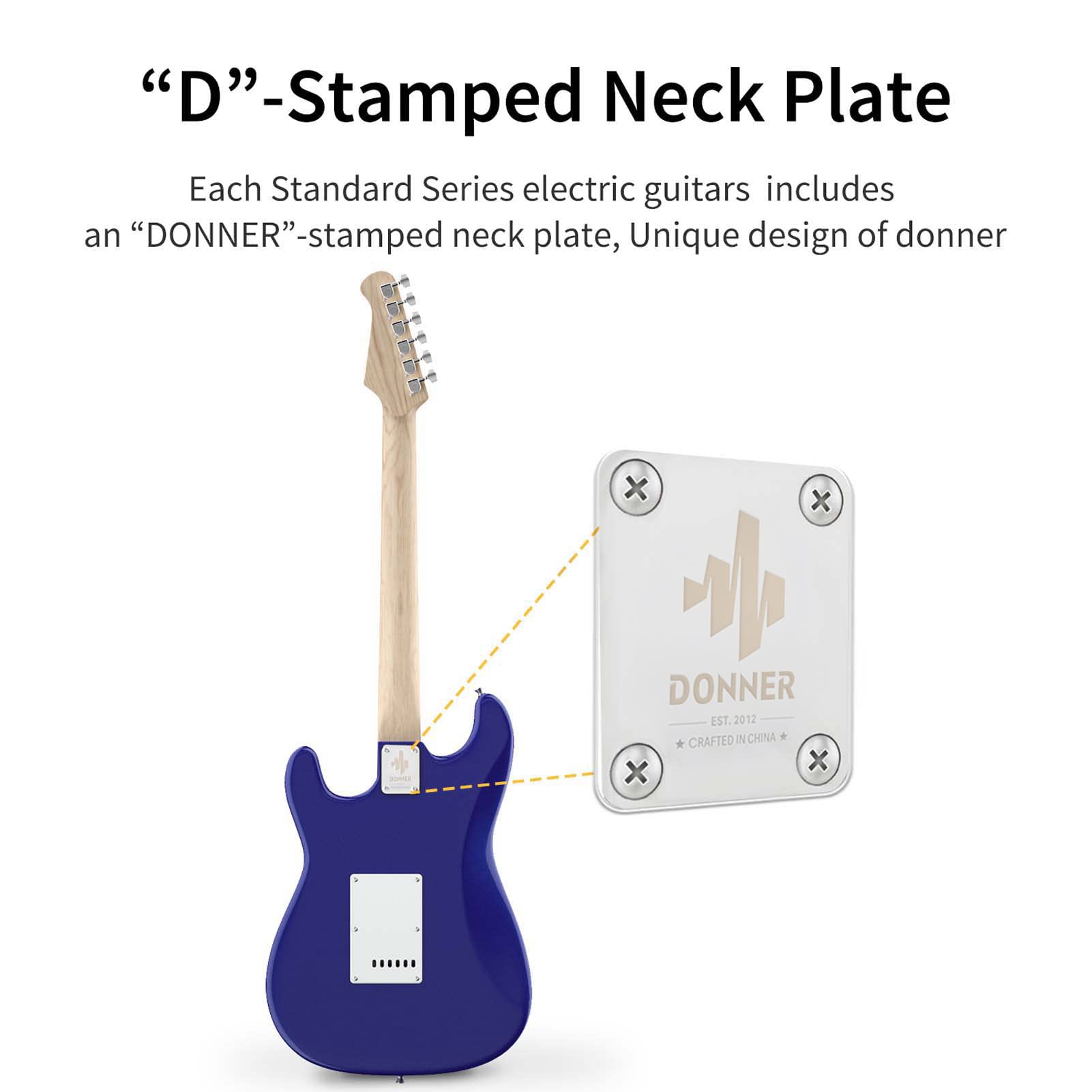 Donner DST-100L 39 Inch Electric Guitar Beginner Kit Solid Body Full Size Puple Sapphire Blue HSS Pick Up for Starter & Donner Guitar Cable 10 ft 2 Pack