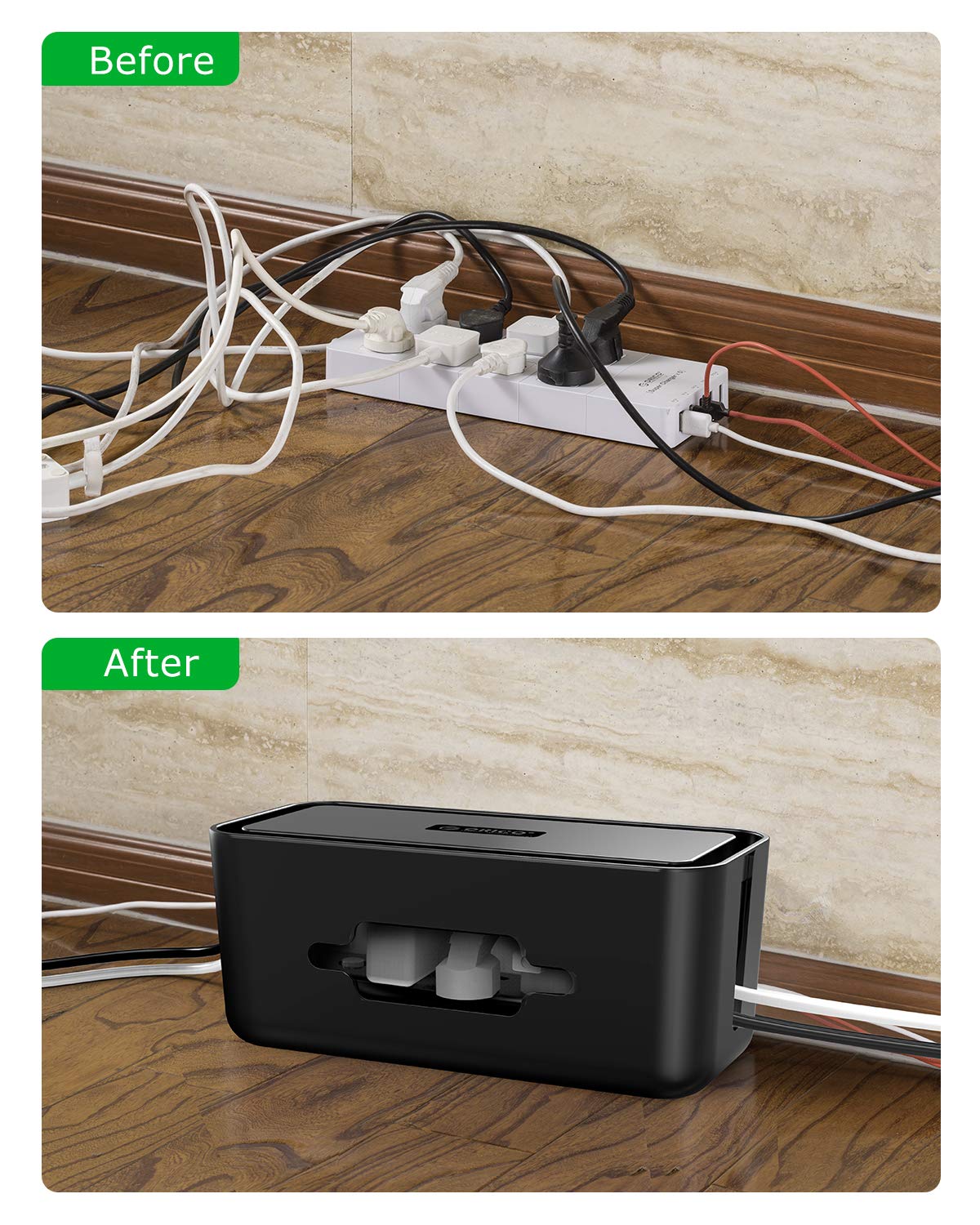 Cable Management Box, ORICO Cable Organizer Box with Phone Stand, 16.9 x 7.1 x 6.3 Inches Wire Cable Hide Box for Power Strips, Surge Protectors, Chargers, Adapters - Extral Large