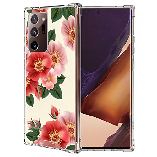 Case for Samsung Galaxy Note 20 Ultra 5G, TPU Bumper Clear Framework Full-Body Protective Case with Pink Flower