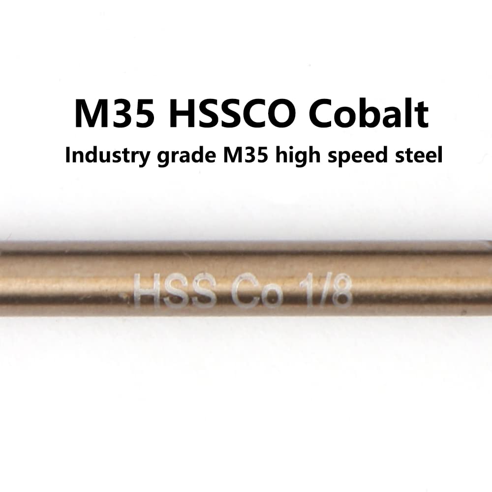 VALYRIANTOOL 1/8" Cobalt Drill Bits(20PCS), M35 HSSCO High Speed Steel Double Ends Stubby Body Twist Drill Bit Set for Hardened Metal, Stainless Steel, Cast Iron, Plastic and Wood