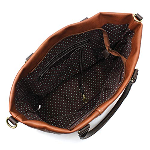 CHALA Laser Cut Crossbody Shoulder bag Tote Bag Faux Leather Brown (Handbag Only)