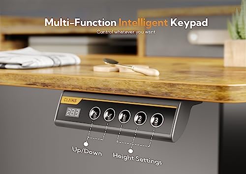 Claiks Standing Desk with Drawers, Stand Up Electric Standing Desk Adjustable Height, Sit Stand Desk with Storage Shelf and Splice Board, 48 Inch, Rustic Brown