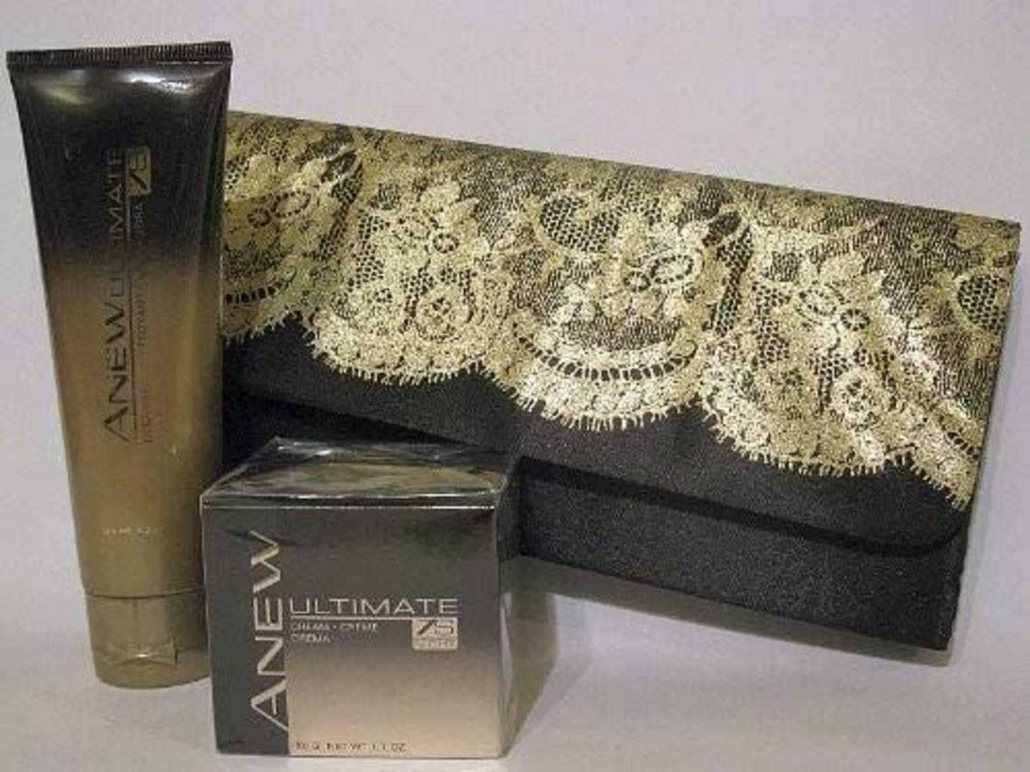 bulk buys BH324 Ladies Clutch Bag with Lace Print, Black/Gold