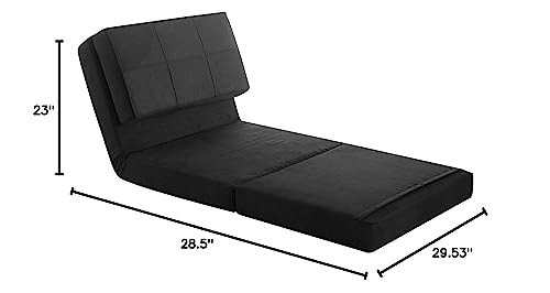Urban Shop Ultra Suede Convertible Flip Chair, L28.5 x W29.53 x H23.0, Black