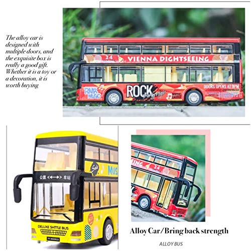 Children's Alloy Double-Decker Bus Toy Bus Model, Boy Toy Bus Simulation Alloy Door Openable Sound and Light Car Model (Size : Alloy Bus)