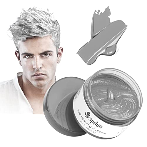 Silver Grey Hair Dye Temporary Hair Color Wax, Gray Hair Paint Wax, Colored Hair Dye Wax for Men Women Kids Daily Party Cosplay Halloween DIY Hair Color