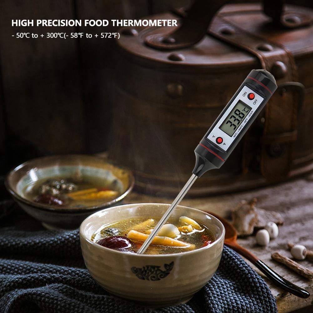 Digital Meat Thermometer, Akozon WT-1 Instant Read Digital Thermometer Probe Electronic Kitchen BBQ Food Meat Temperature Gauge Tester for Grilling BBQ Smoker Chefs