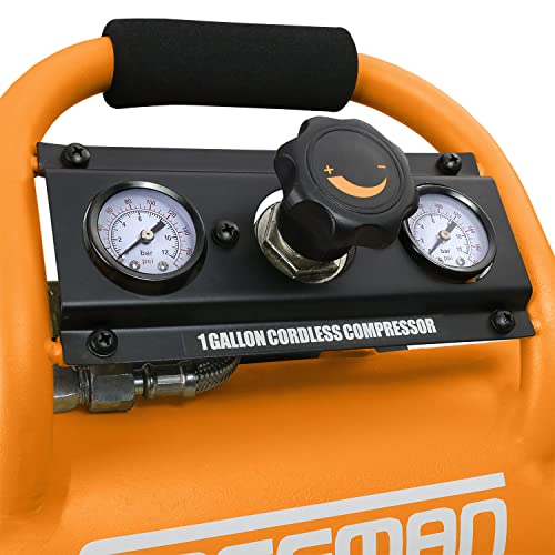 Freeman PE20V1GCK 20 Volt Cordless 1 Gallon 1/3 HP Portable Air Compressor Kit with Lithium-Ion Battery and Charger β 700 Shots per Charge