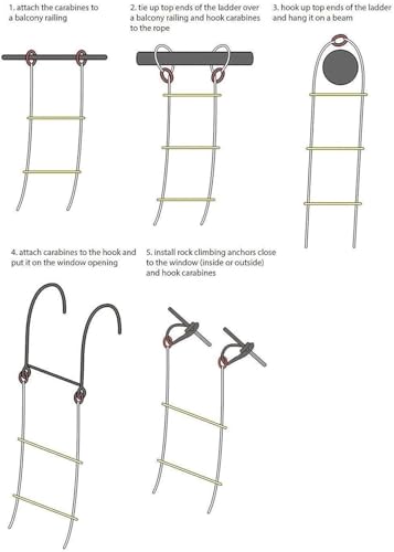 Fire Escape Rope Ladder - Safety Emergency Ladders, Soft Ladder with Hooks, for Home Climbing Fire Escape Reusable (Size : 5M)