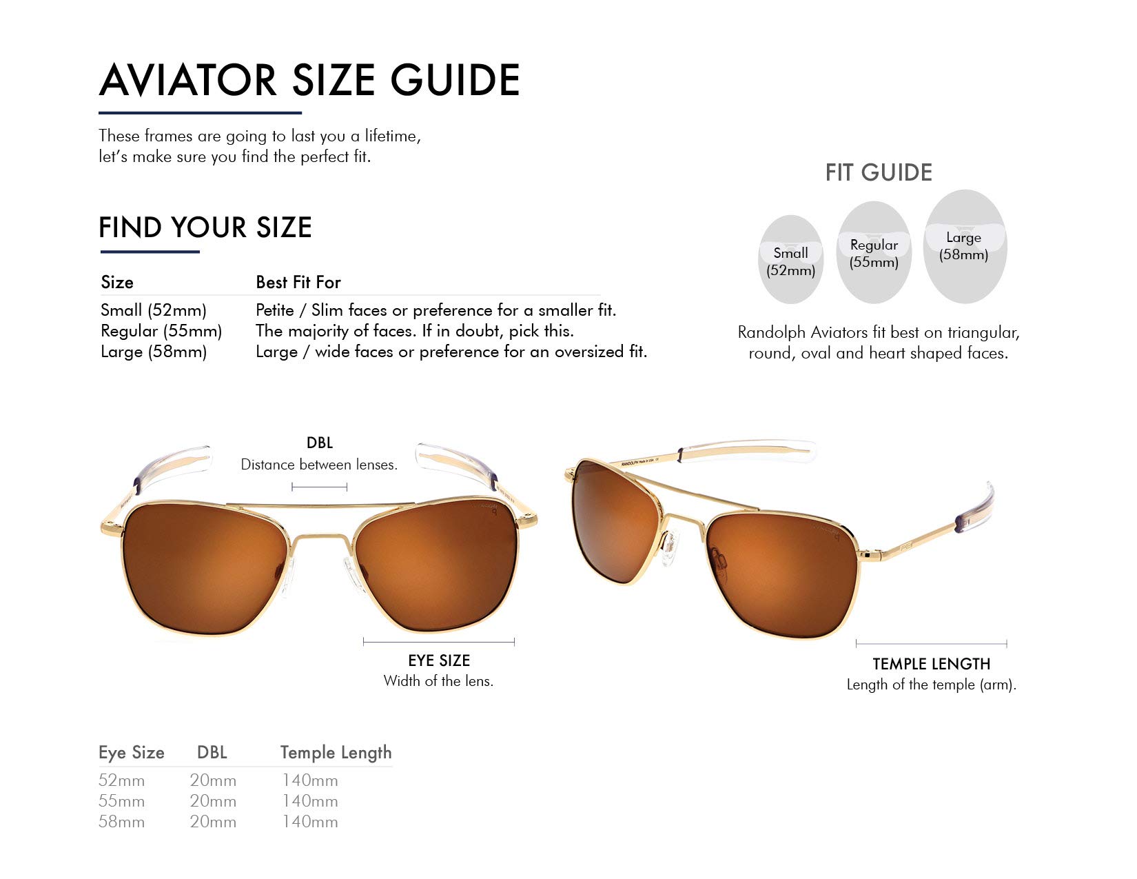 Randolph USA | 23k Gold Classic Aviator Sunglasses for Men or Women Non-Polarized 100% UV