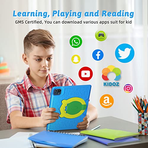 Freeski Kid Tablet 10 Inch, Android 10 Tablet for Kids, 10.1ββ HD IPS Display Tablet PC, Kidoz Pre Installed, Parental Control, 2GB +32GB, Quad Core Processor, Wi-fi, Bluetooth, Kid-Proof Case (Blue)