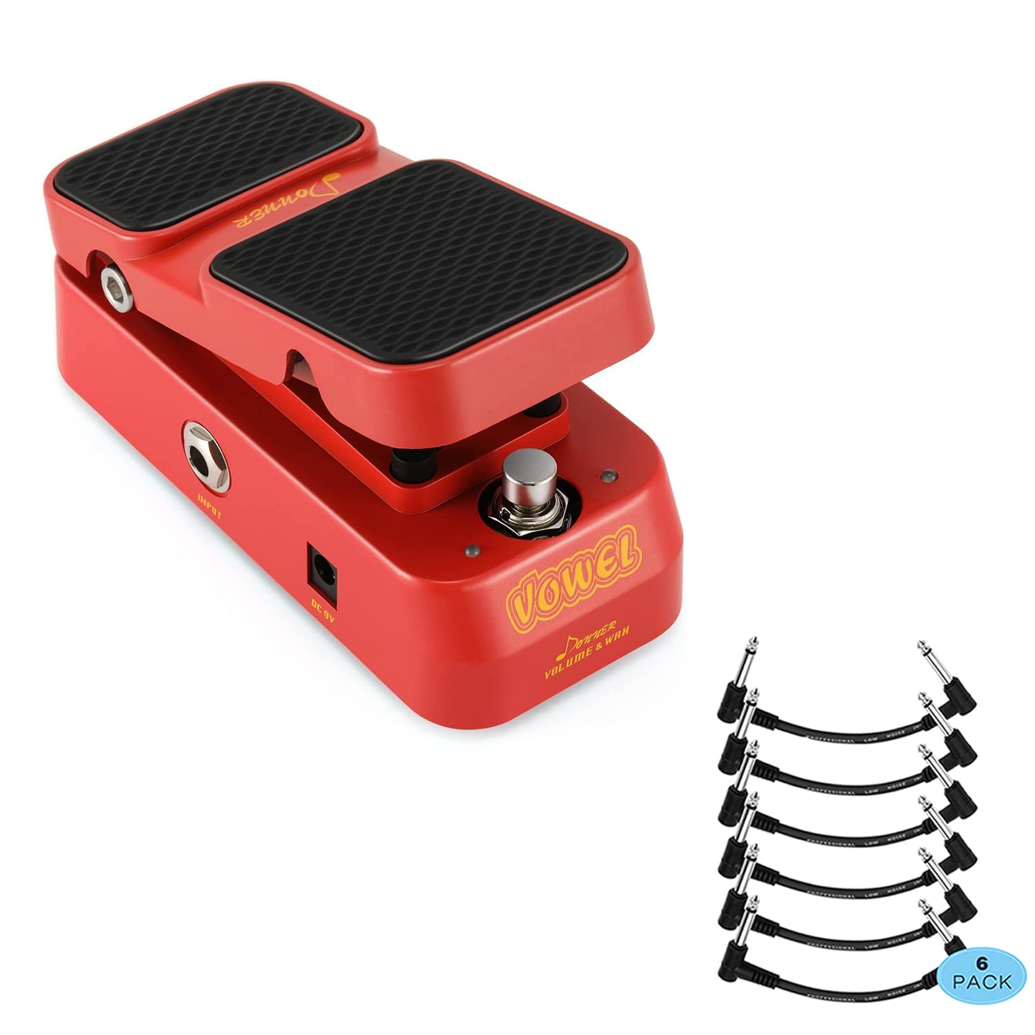 Donner Wah Guitar Pedal & 6 Inch Guitar Pedal Patch Cable 6 Pack