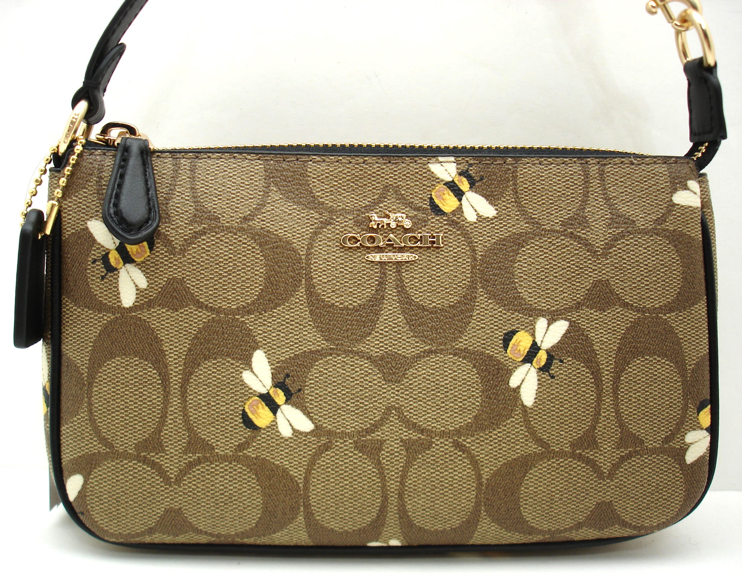 Coach Women's Nolita 19 Bag Purse (Signature Canvas - Bee Print - Khaki Multi)